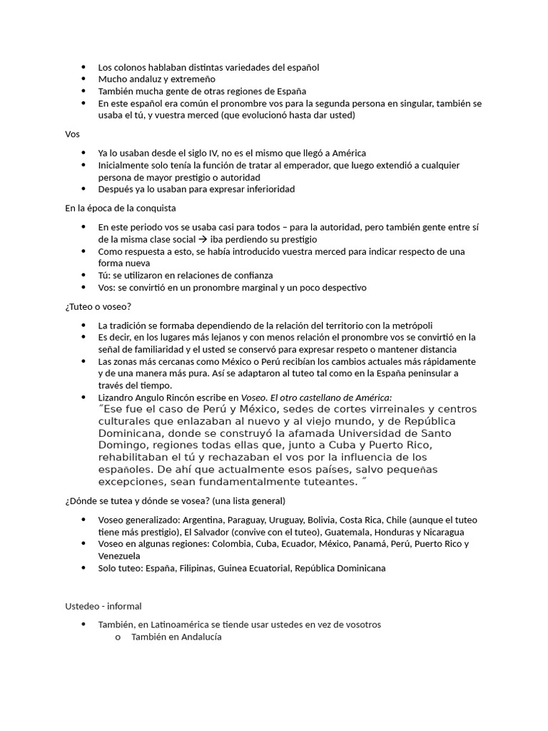 Tuteo, Voseo y Ustedeo en Latinoamerica y Espana | PDF | Lengua ...