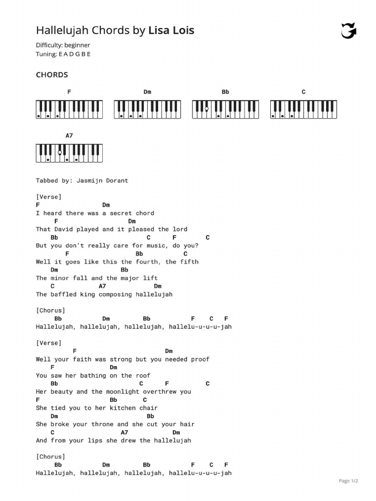 hallelujah chords | PDF