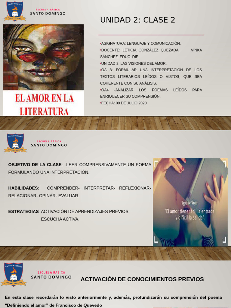 CLASE 2 - 8° Lenguaje (Unidad 2) | PDF | Amor