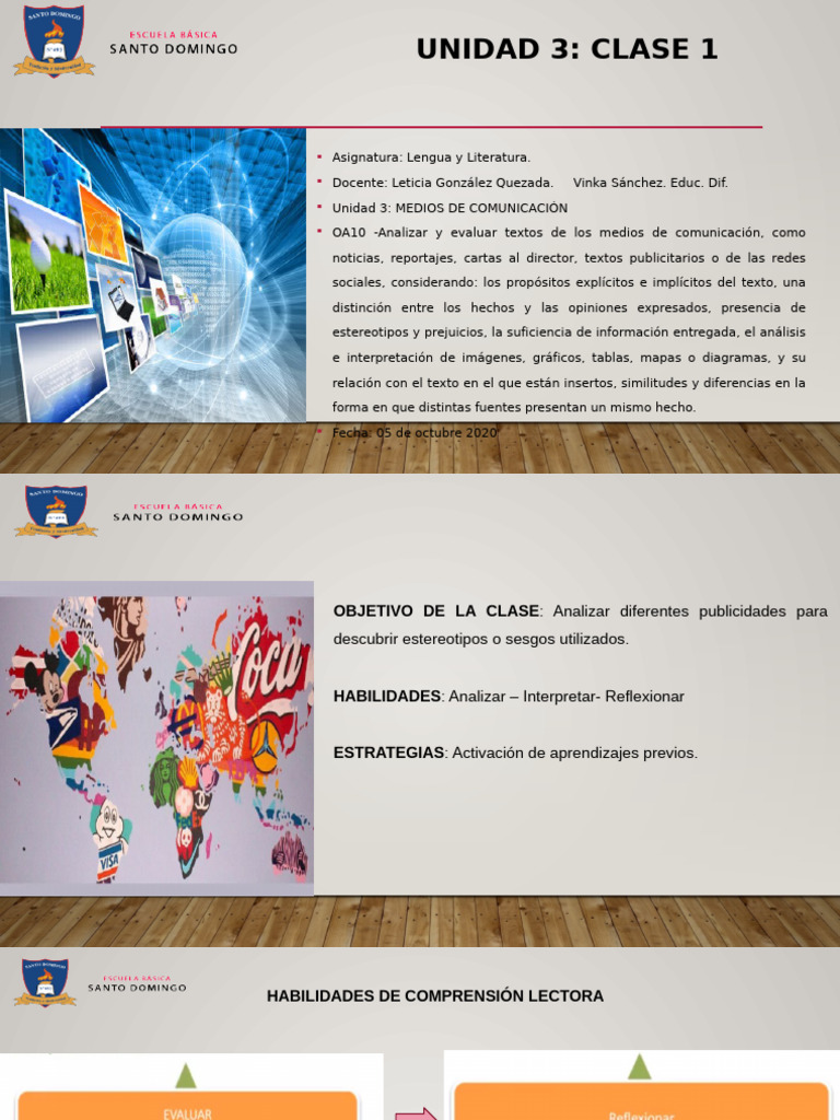 CLASE 1 - 8° Lenguaje (Unidad 3) | PDF | Publicidad | Estereotipos