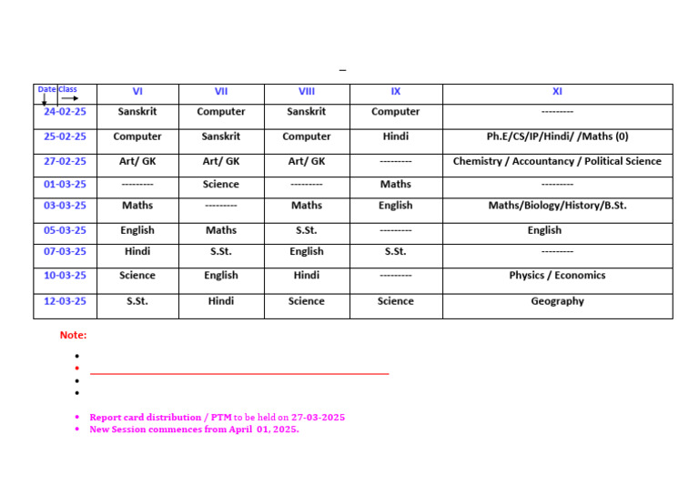 Revise Date Sheet 2 | PDF