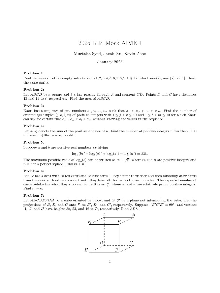 Exclusive Mock AIME | PDF