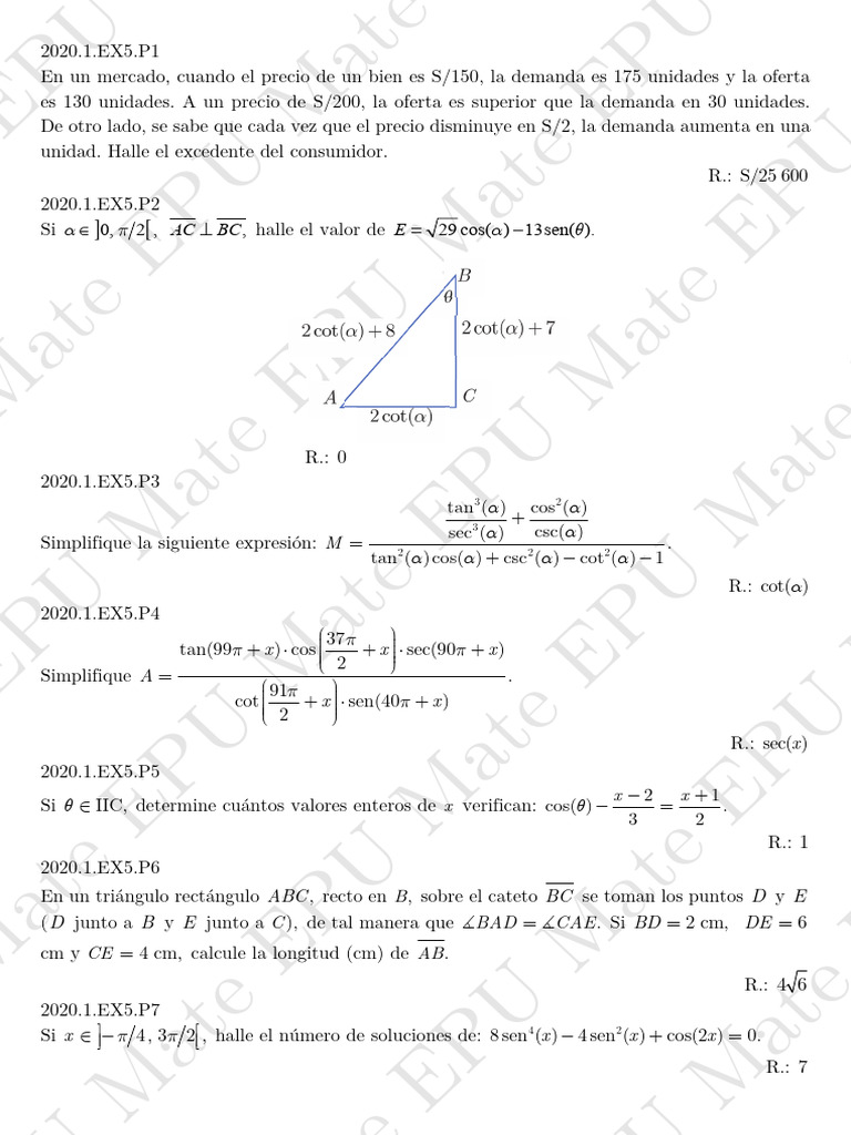 2020.1.EX5.V1 | PDF | Triángulo | Geometría Elemental