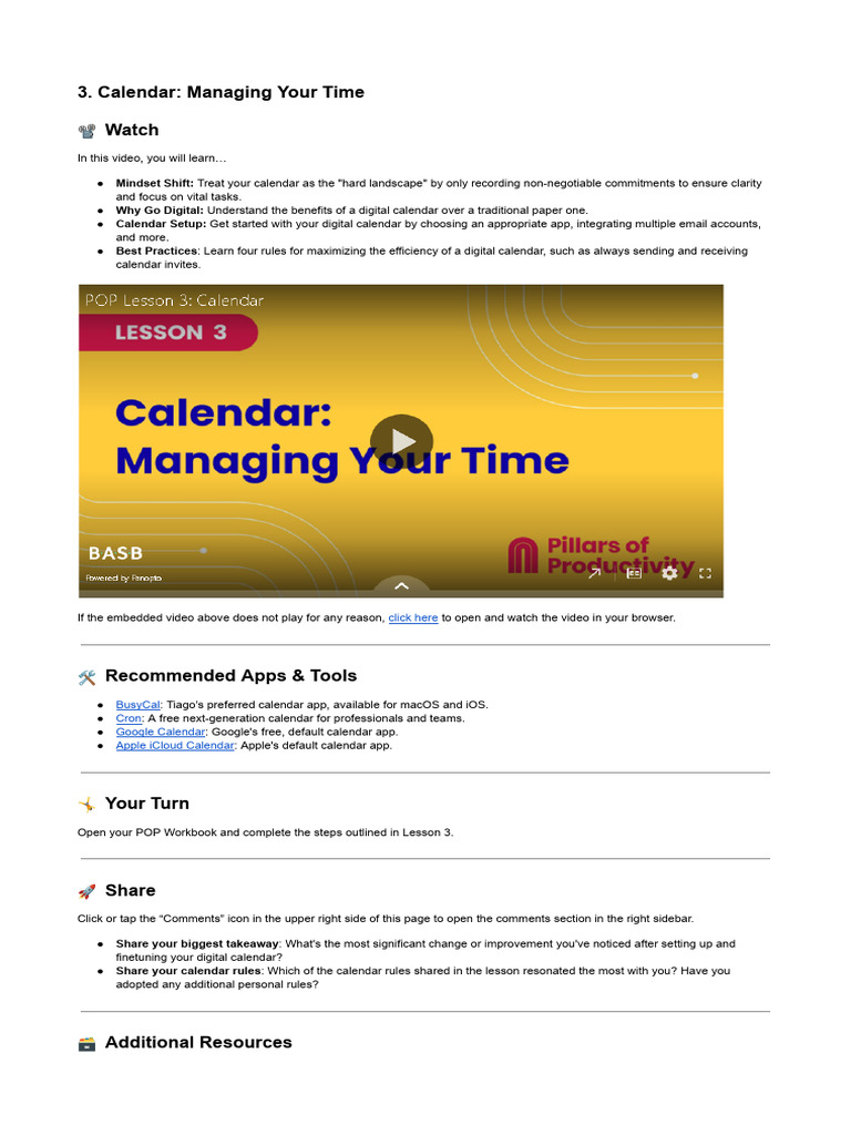 03 - Calendar - Managing Your Time | PDF