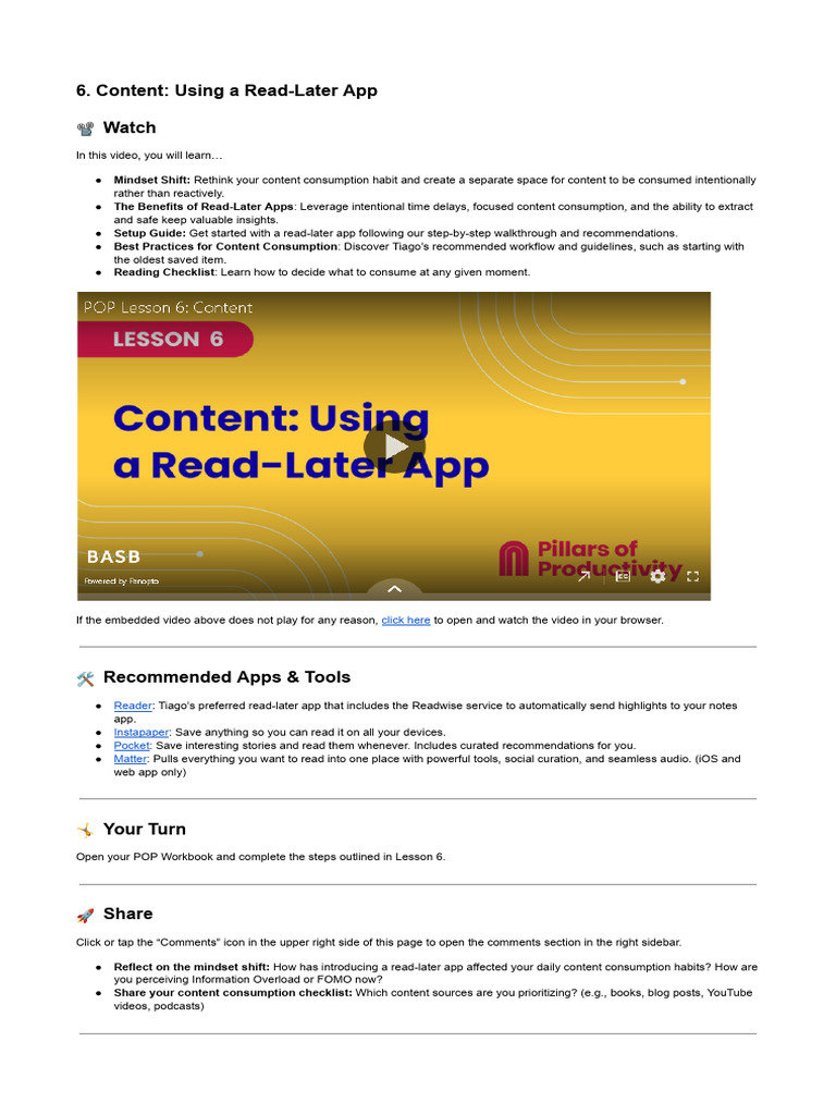 06 - Content - Using A Read-Later App | PDF | Software | Cyberspace