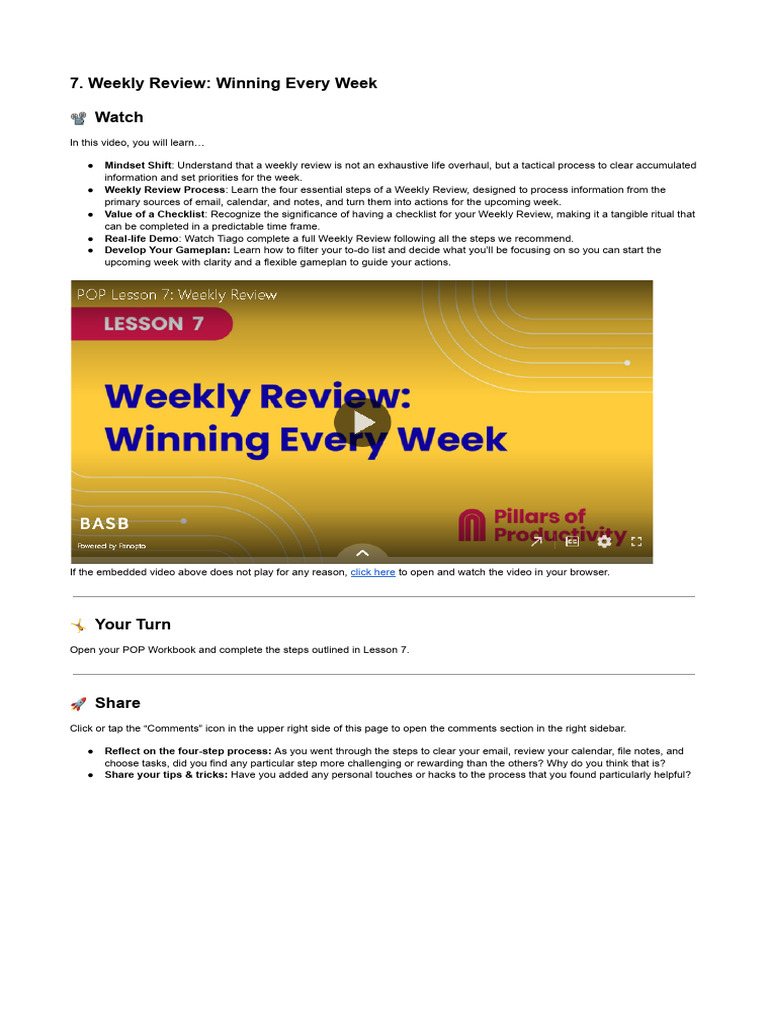 Weekly Review Process for Success | PDF