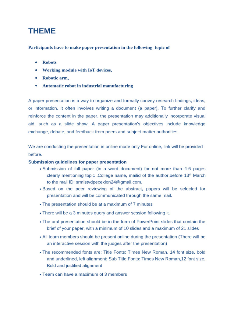 Paper Presentation Rules | PDF
