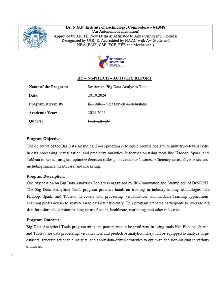 IIC Report - Self Driven Event | PDF