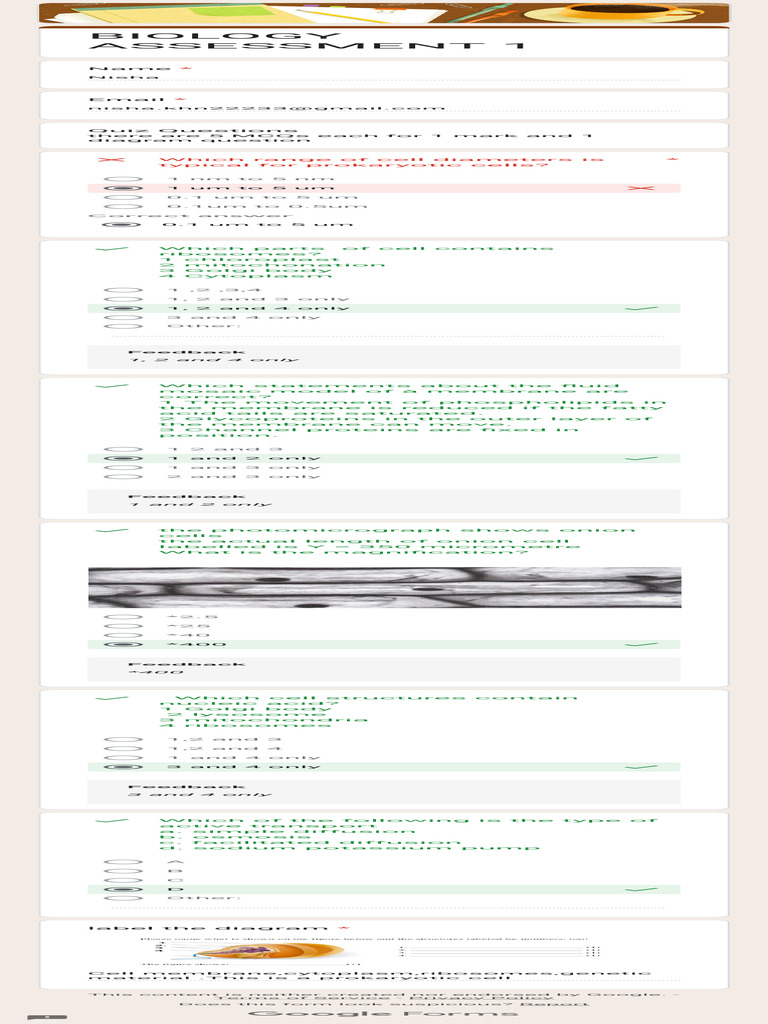 Biology Assessment 1 | PDF