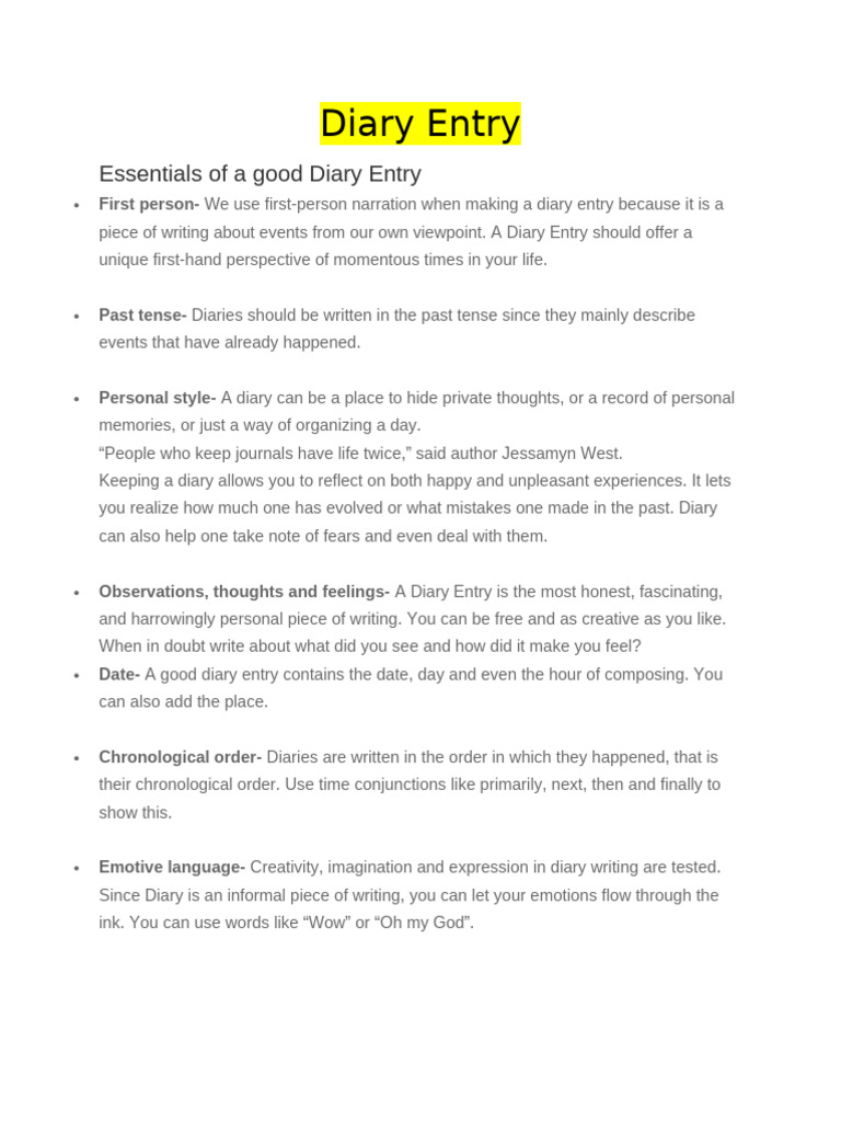 Diary Entry | PDF