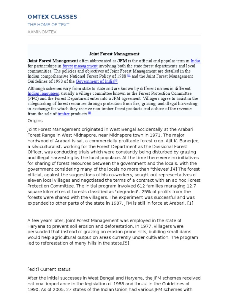 Joint Forest Management | PDF