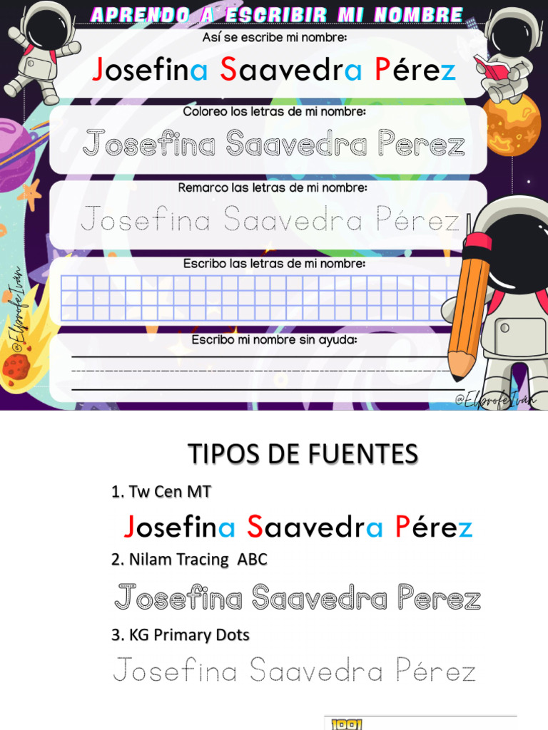 APRENDO A ESCRIBIR MI NOMBRE - ElProfeIván | PDF