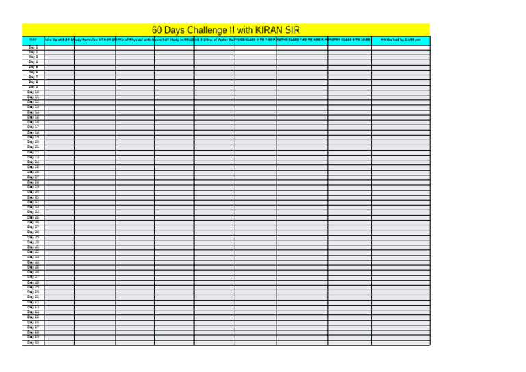 60 Days Challenge With Kiran Sir | PDF