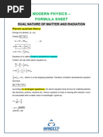 Class 12 Modern Physics Formula Sheet | PDF | Electron | Atomic Nucleus