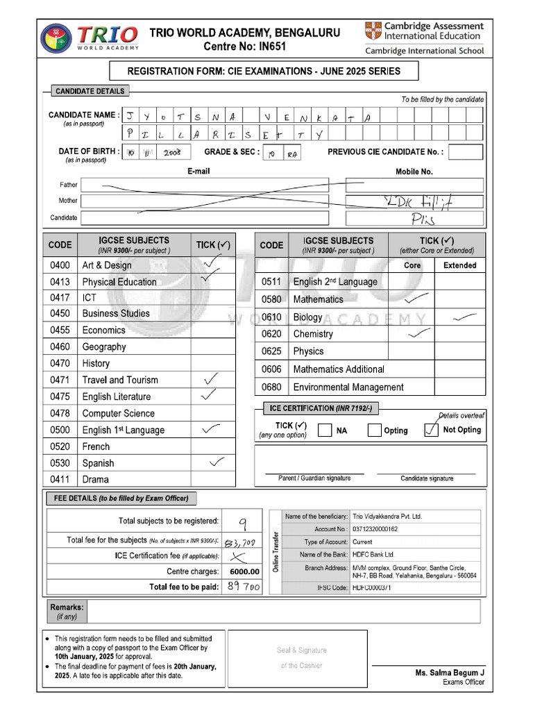 IGCSE_REG_FORM_JUNE_2025_V2 | PDF