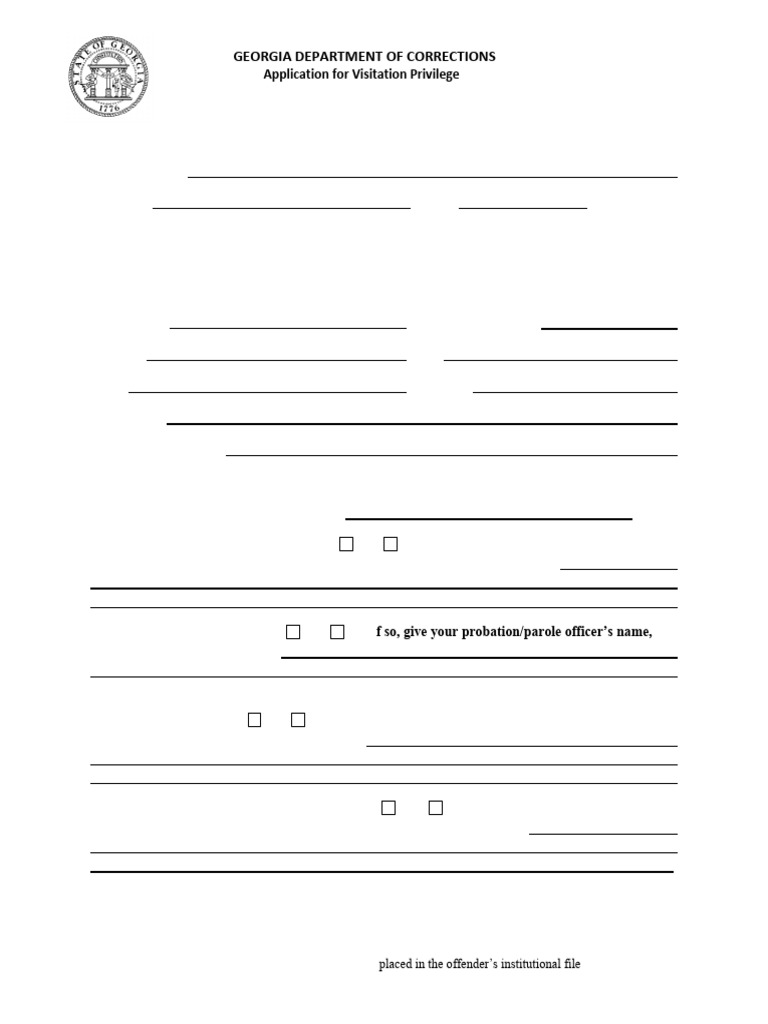 GDC Visitation Form | PDF | Criminal Law | Criminal Justice