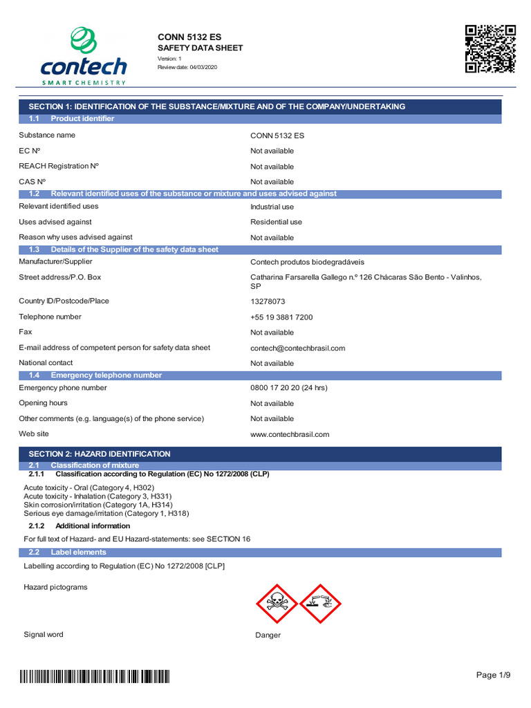 MSDS - CONN 5132 ES Rv04 - GHS - EN - CH 06.03.2025 | PDF | Dangerous Goods | Toxicity