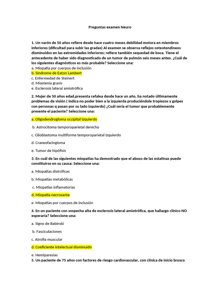 Banco Final Neuro-1 | PDF | Medicina | Medicina CLINICA