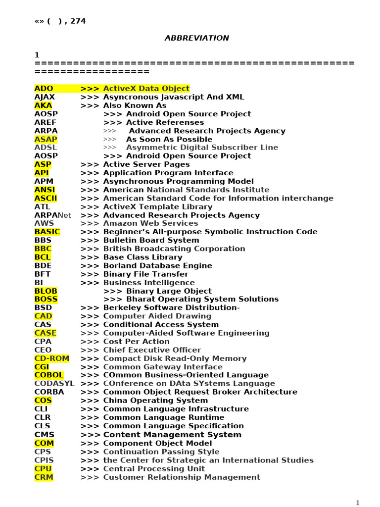 Abbreviation5_yellow | PDF | Java (Programming Language) | Java ...