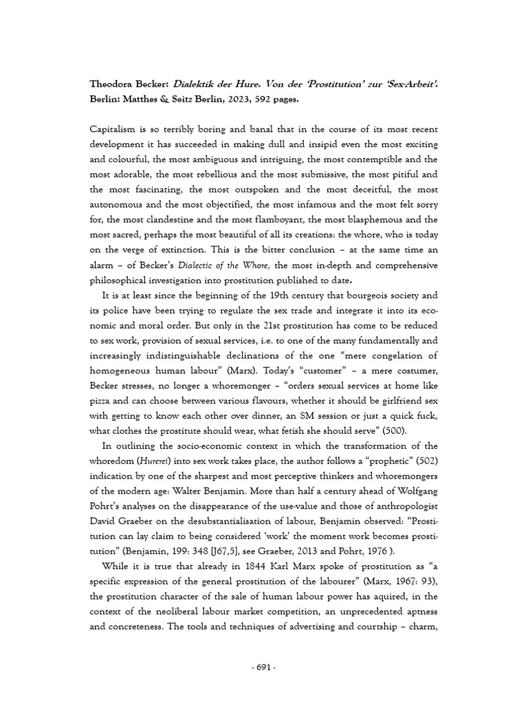 M. Disegni: Th. Becker: Dialektik der Hüre | PDF | Prostitution | Sex Work