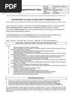 Appointment Letter. Health and Safety Representative | PDF