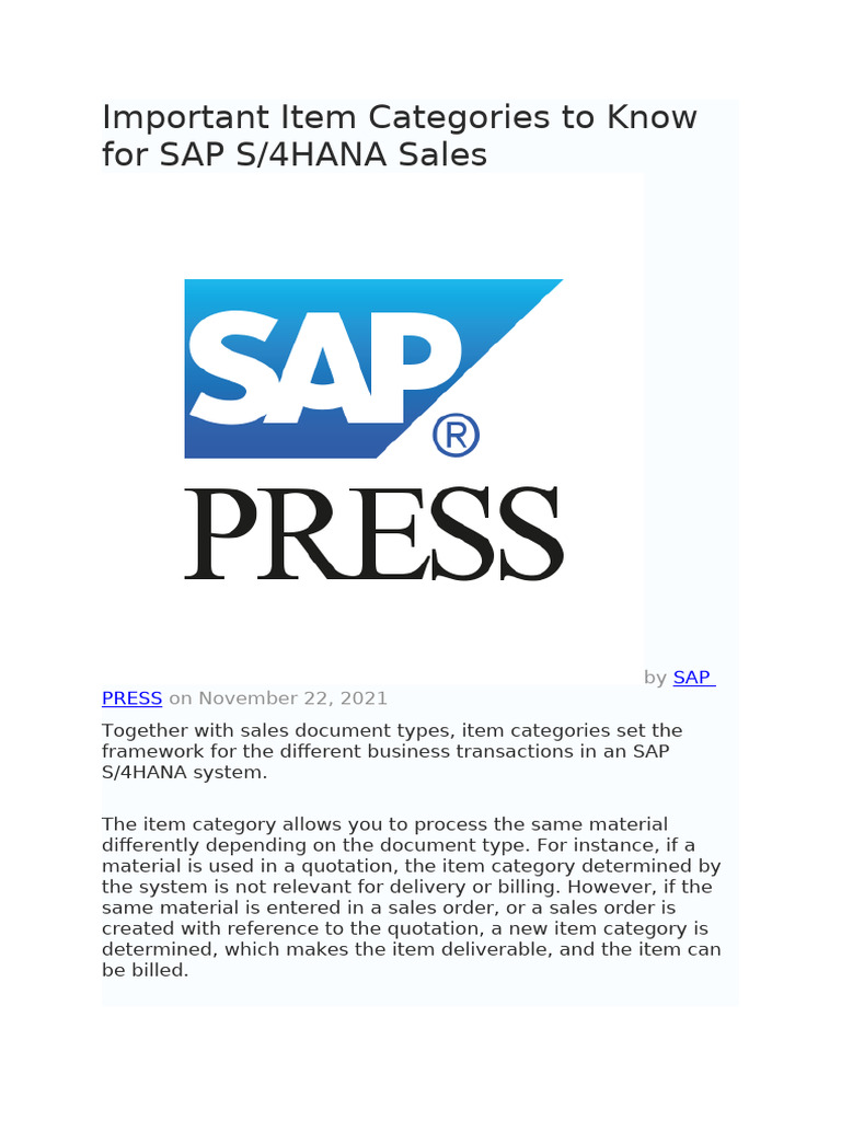 Sales Order Imp Item Categories | PDF | Invoice | Pricing