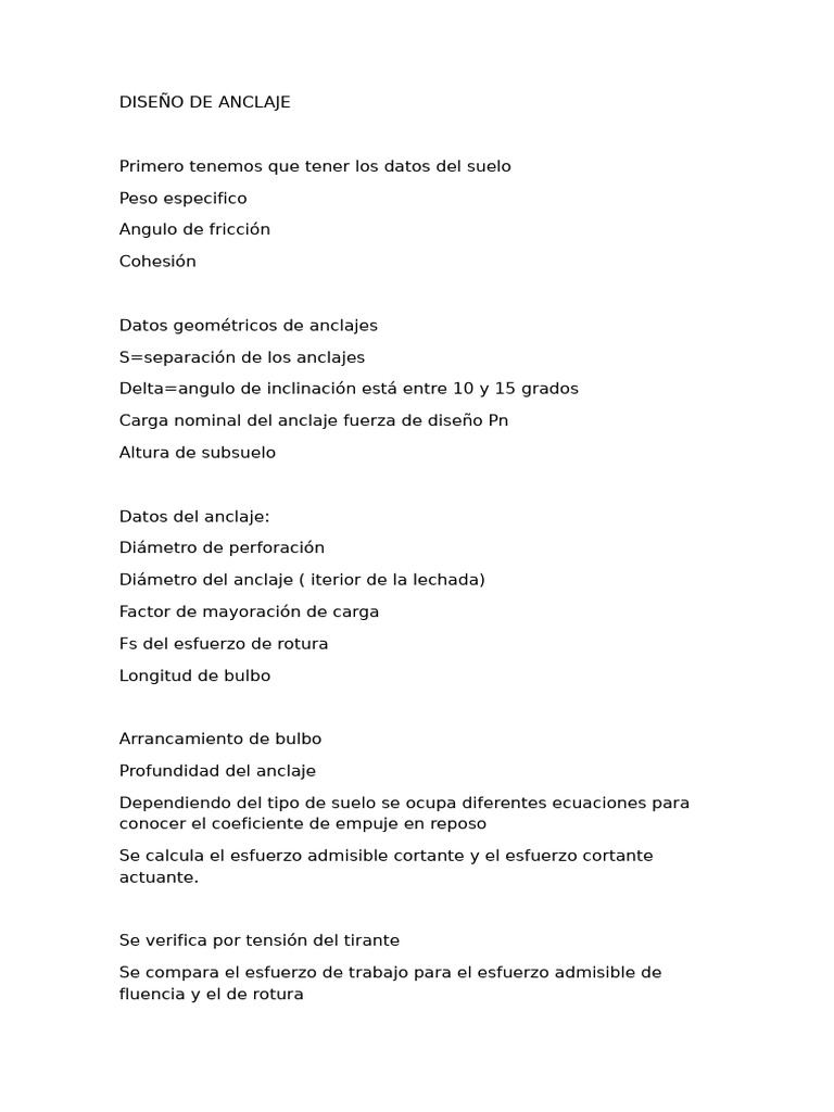 Diseño de Anclajes para Muros Sostenidos | PDF | Ingeniería mecánica ...