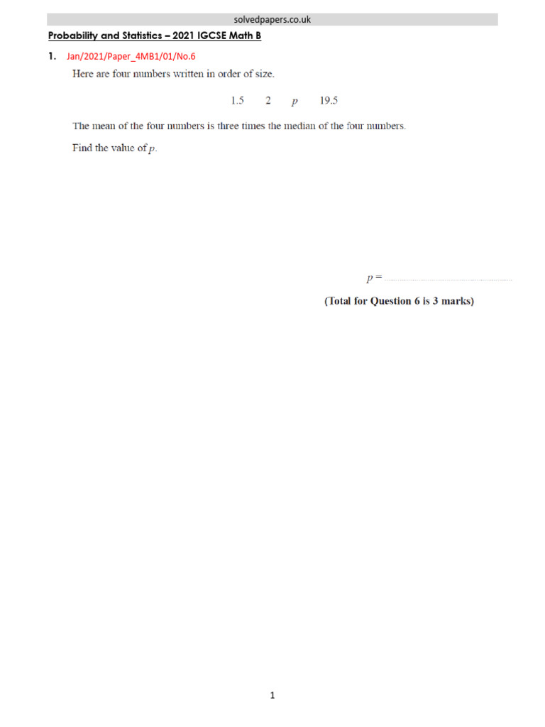 2021-Probability-and-Statistics-IGCSE-Math-B | PDF