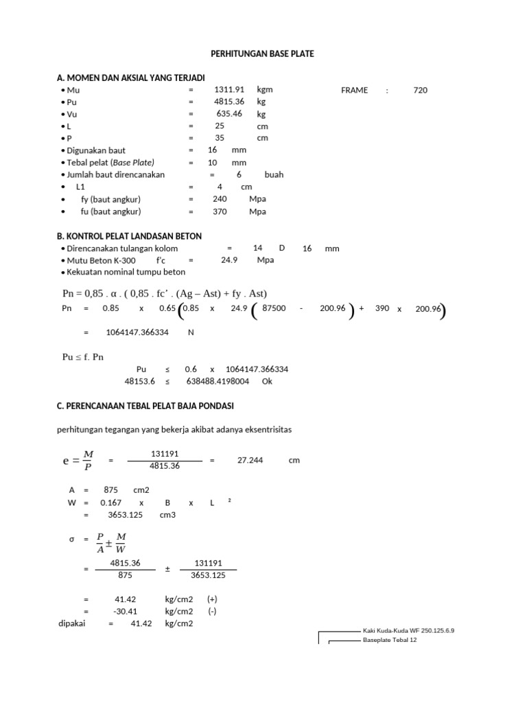 Perhitungan Base Plate | PDF