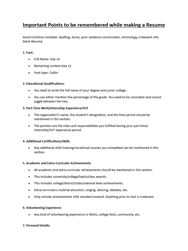 Key Resume Drafting Tips | PDF