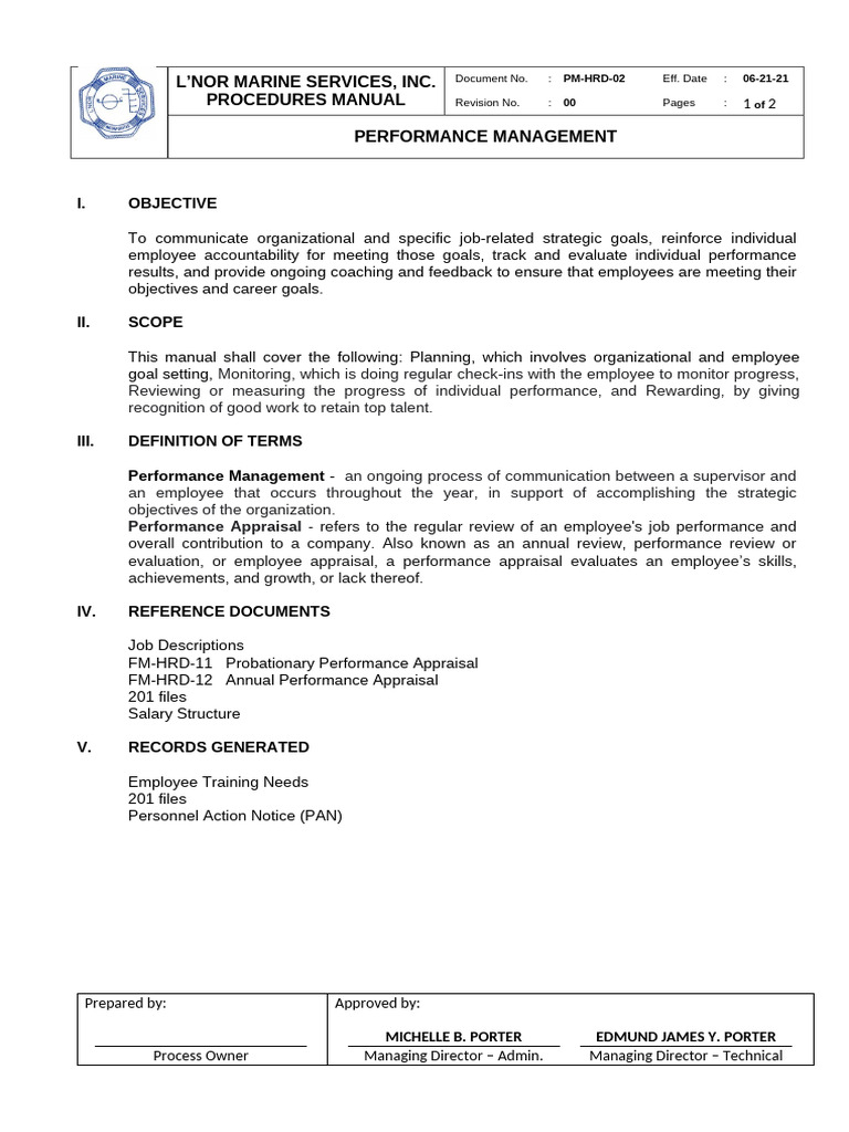 (EBMS) PM-HRD-0 Performance Management | PDF | Performance Appraisal | Social Psychology