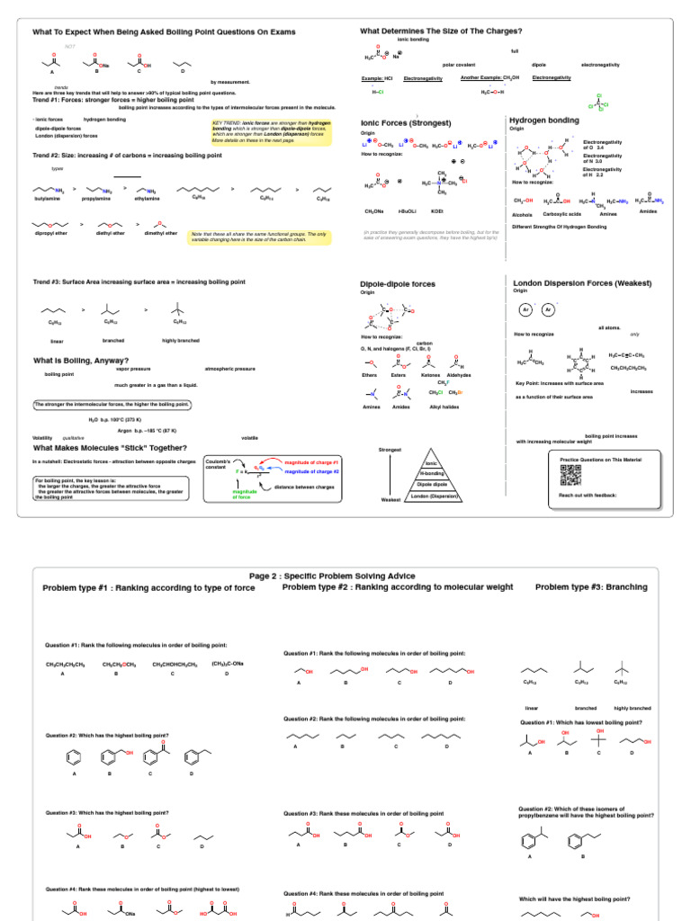 MOC Boiling Point Handout | PDF | Chemical Polarity | Intermolecular Force