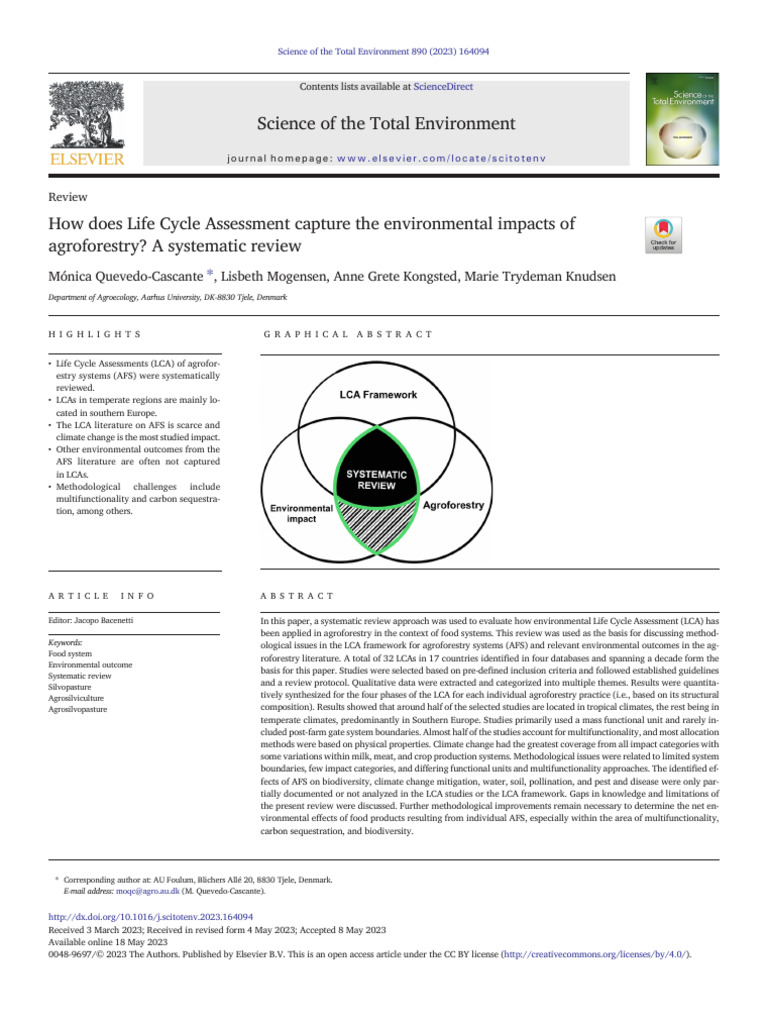 1 s2.0 S0048969723027158 Main | PDF | Life Cycle Assessment ...