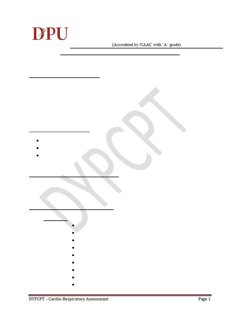 Assessment Format - Cardio | PDF | Edema | Thorax