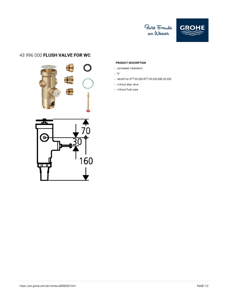 GROHE Specification Sheet 43996000 | PDF