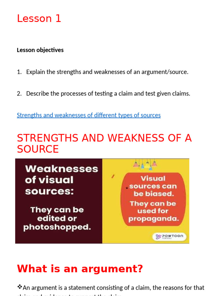 LESSON 1 | PDF | Argument | Evidence