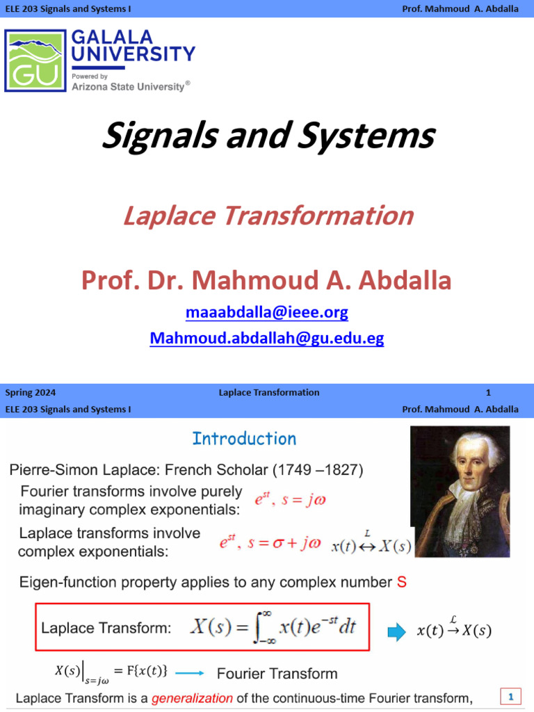 Laplace Transform Galal S24 | PDF | Laplace Transform | Mathematical Concepts