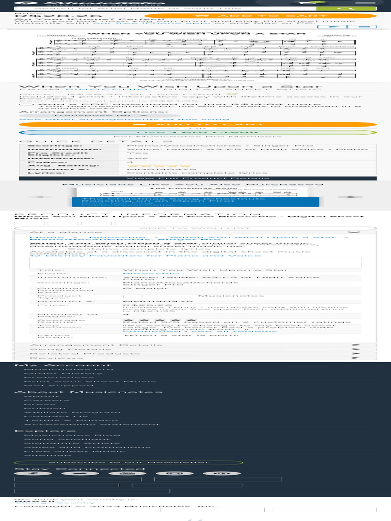 When You Wish Upon A Star From 'Pinocchio' Shee | PDF | Sheet Music | Musicology
