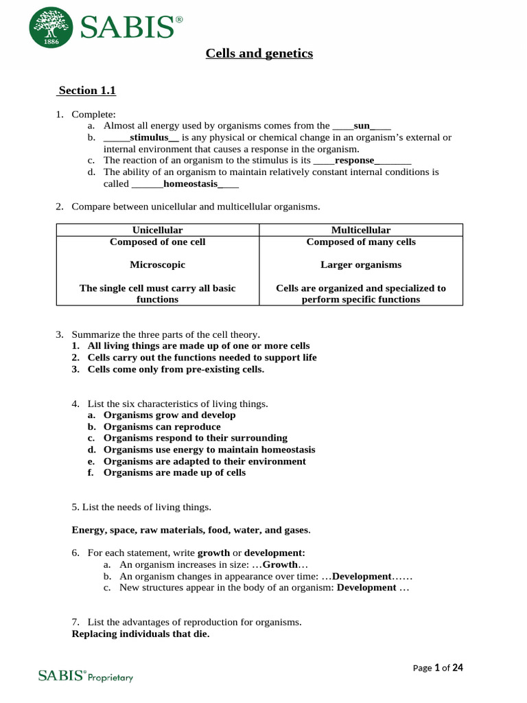 Term 1 Final Practice Sheet Answer Key | PDF | Translation (Biology ...