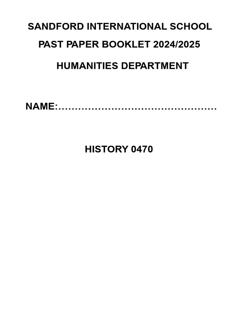 Hist Igcse Booklet+Ms-2024 - 25 | PDF | Weimar Republic | Western Front (World War I)