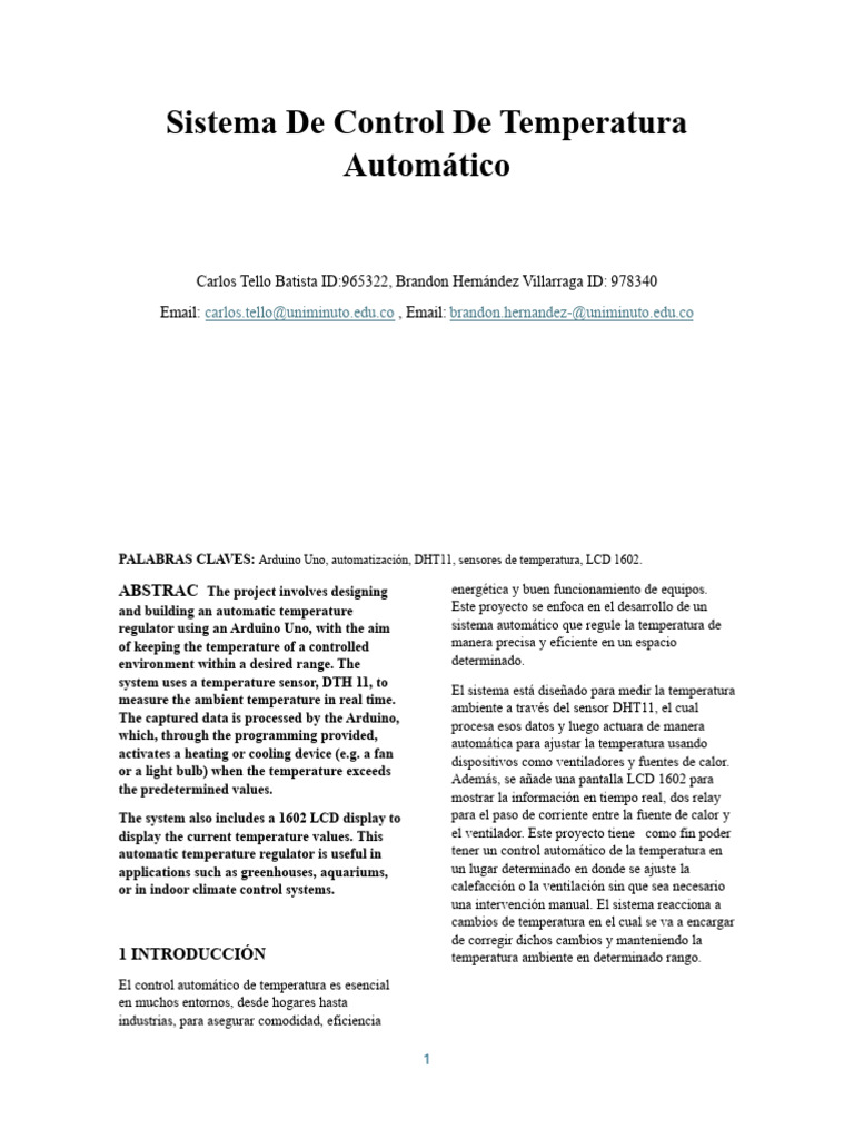 Informe IEEE 1 | PDF | Temperatura | Sensor