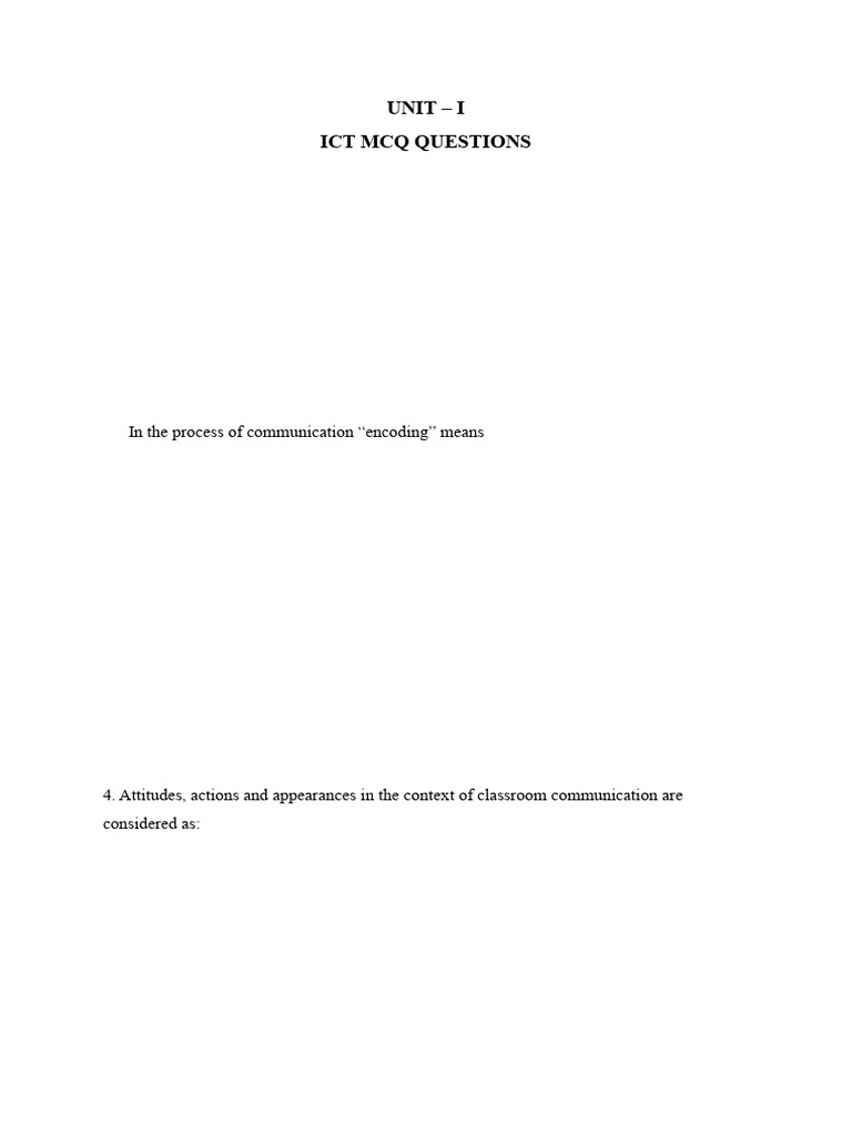 Ict Mcqs Unit - I | PDF | Communication | Science