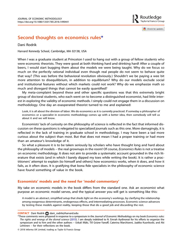 Second Thoughts on Economics Rules June 2018 | PDF | Economics ...