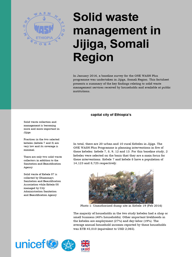 Solid Waste Mangement in Jijiga | PDF | Wash | Waste Management