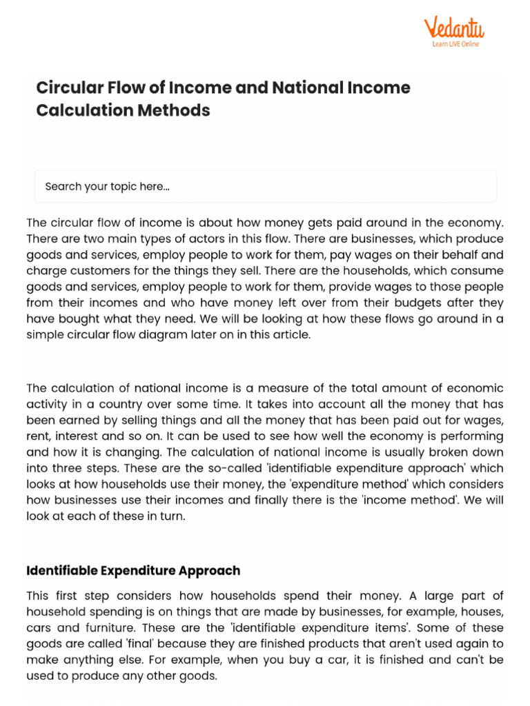 Circular Flow of Income and National Income Calculation Methods | PDF