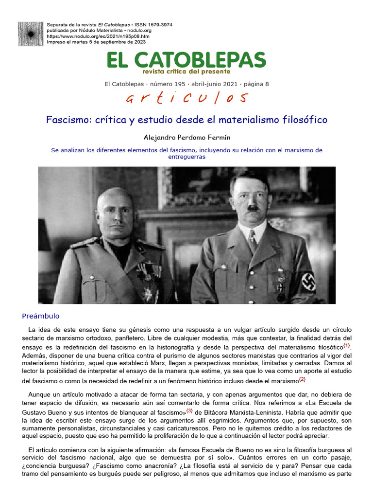 Alejandro Perdomo Fermín, Fascismo - Crítica y Estudio Desde El ...