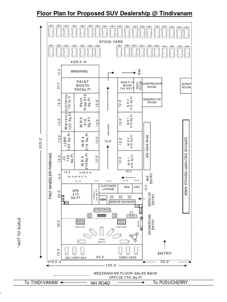 SUV Dealership Floor Plan Tindivanam | PDF