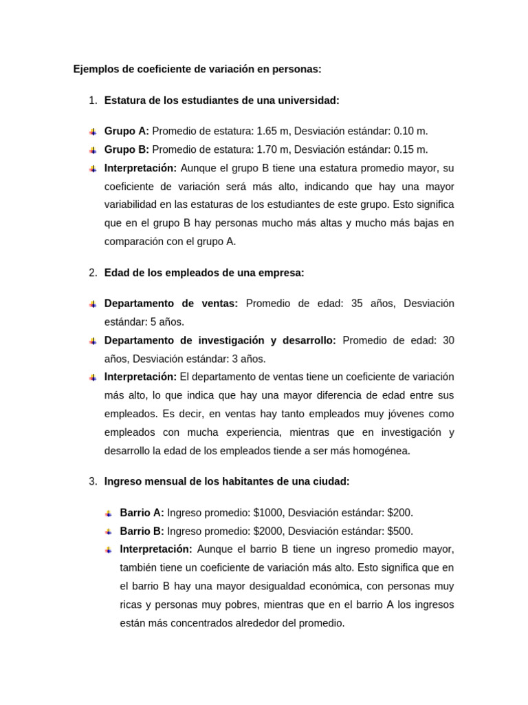 Coeficiente de Variación y Dispersión | PDF | Diferencia | Desviación ...