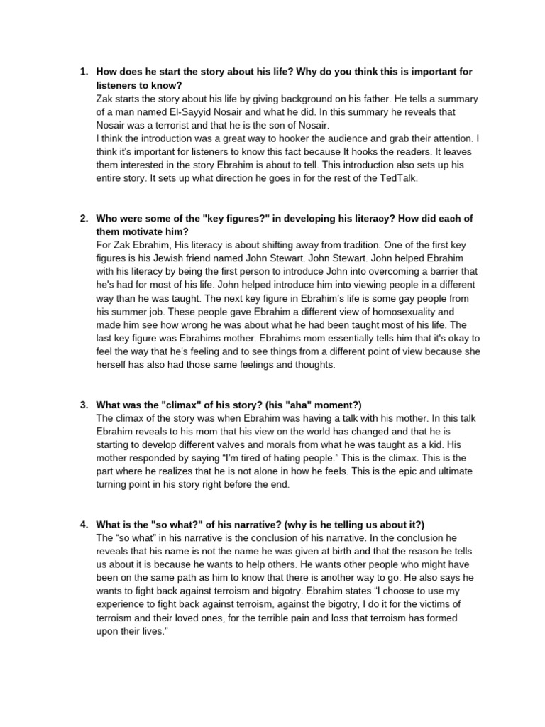 Literacy Narrative Analysis - Ebrahim | PDF