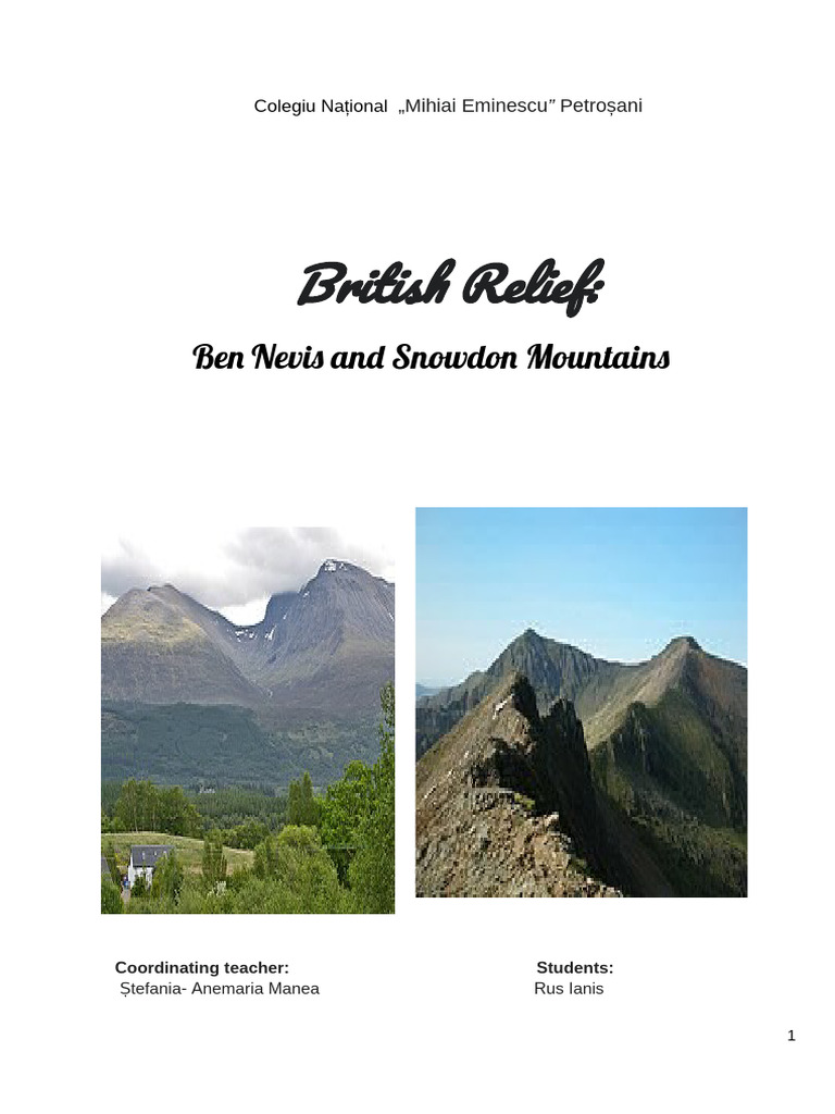 UK Mountain Relief: Snowdon & Ben Nevis | PDF | Mountains | Geomorphology
